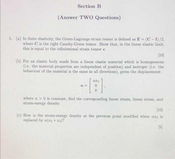 Solved Section B (Answer TWO Questions) 5. (a) In finite | Chegg.com