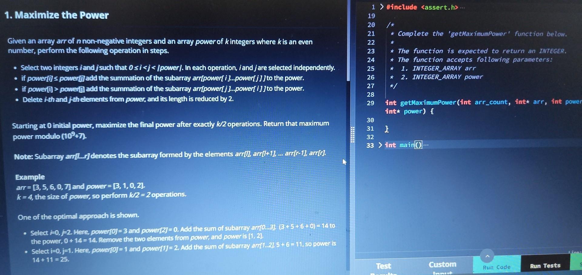 Solved 1. Maximize the Power Given an array arr of n | Chegg.com
