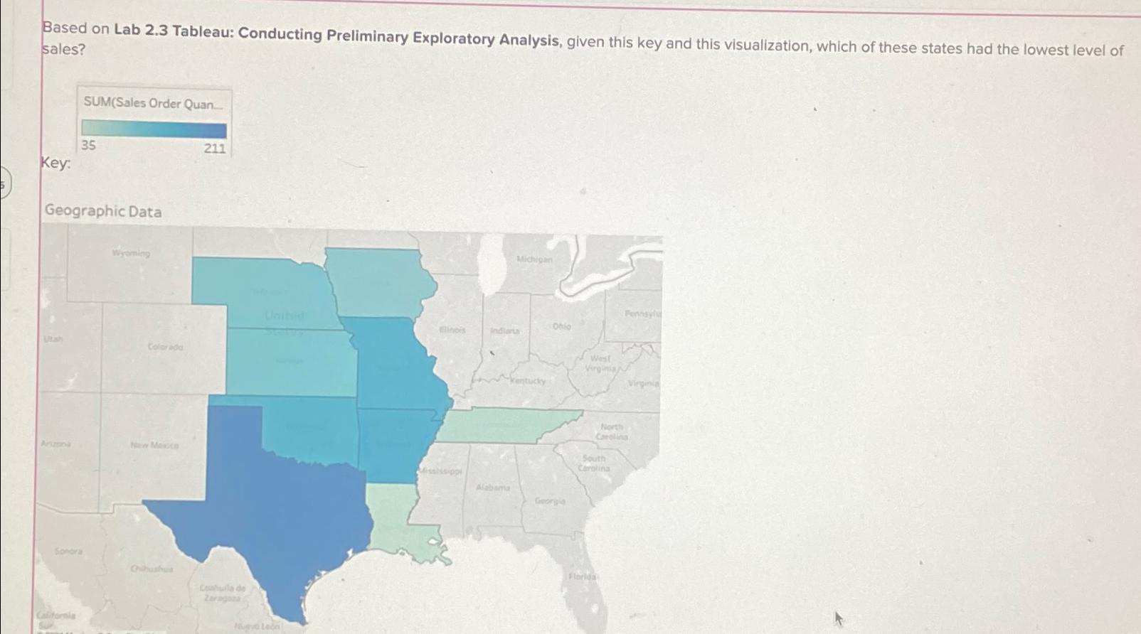 Solved Based on Lab 2.3 ﻿Tableau: Conducting Preliminary | Chegg.com