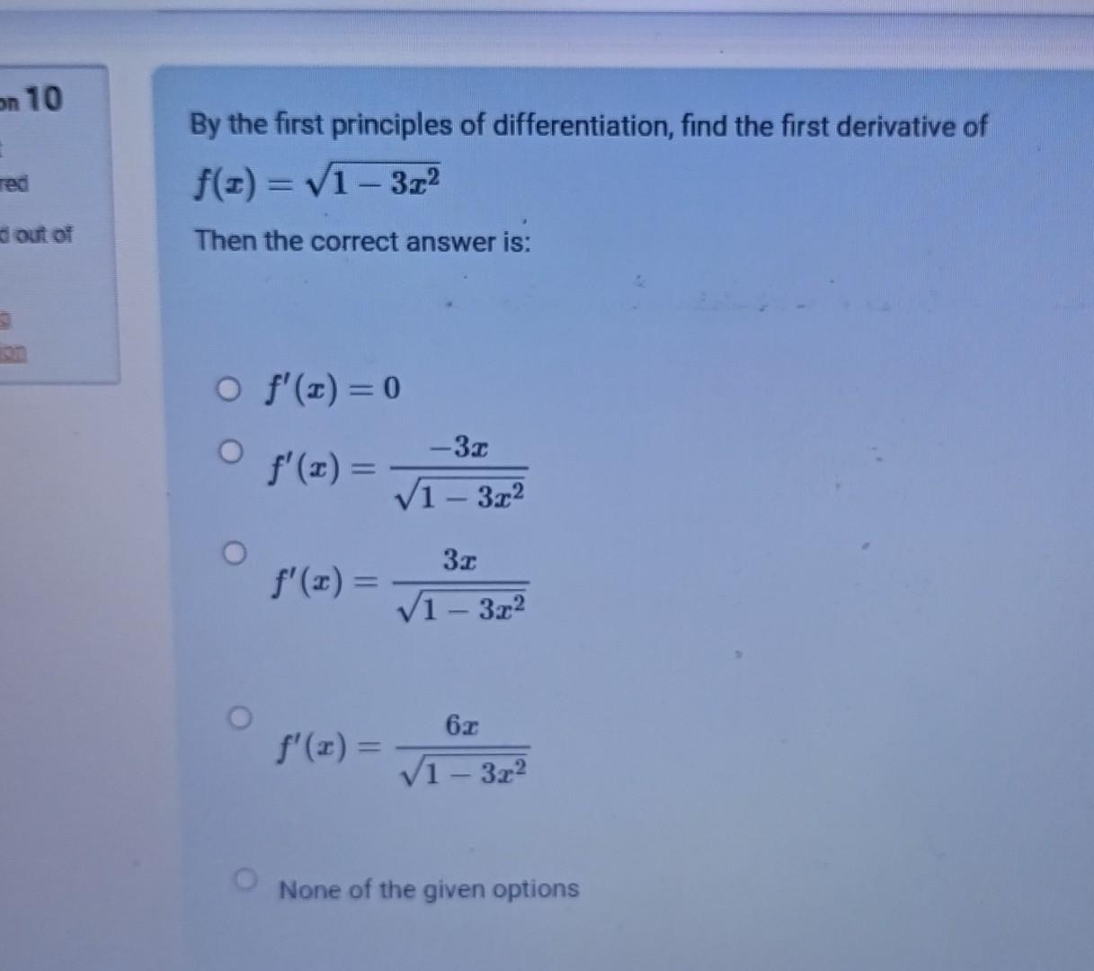 Solved 10 By the first principles of differentiation, find | Chegg.com