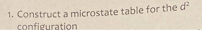 Solved 1. Construct a microstate table for the d? | Chegg.com