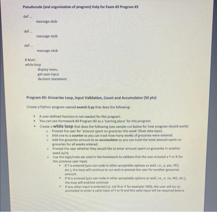 Solved Pseudocode And Organization Of Program Help For 9631