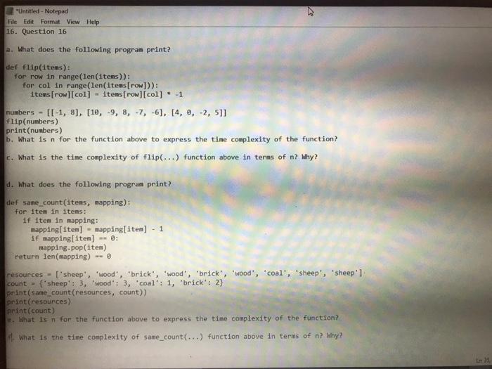 Solved "Untitled - Notepad File Edit Format View Help 16. | Chegg.com