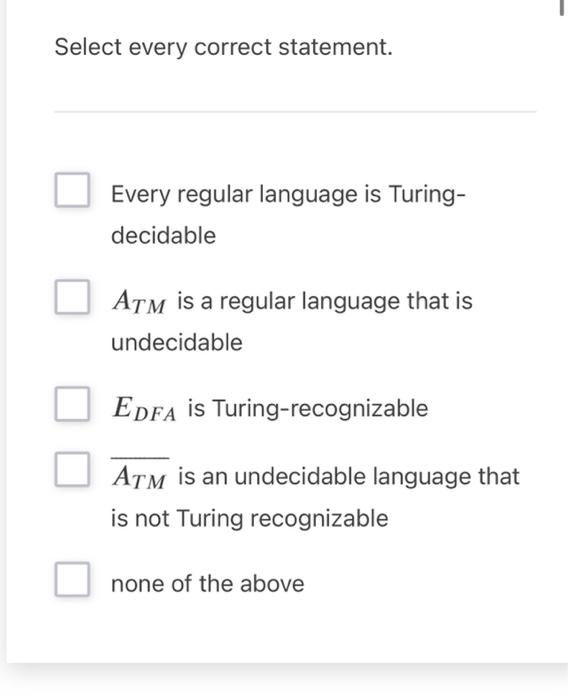 Solved Select every correct statement. Every regular | Chegg.com