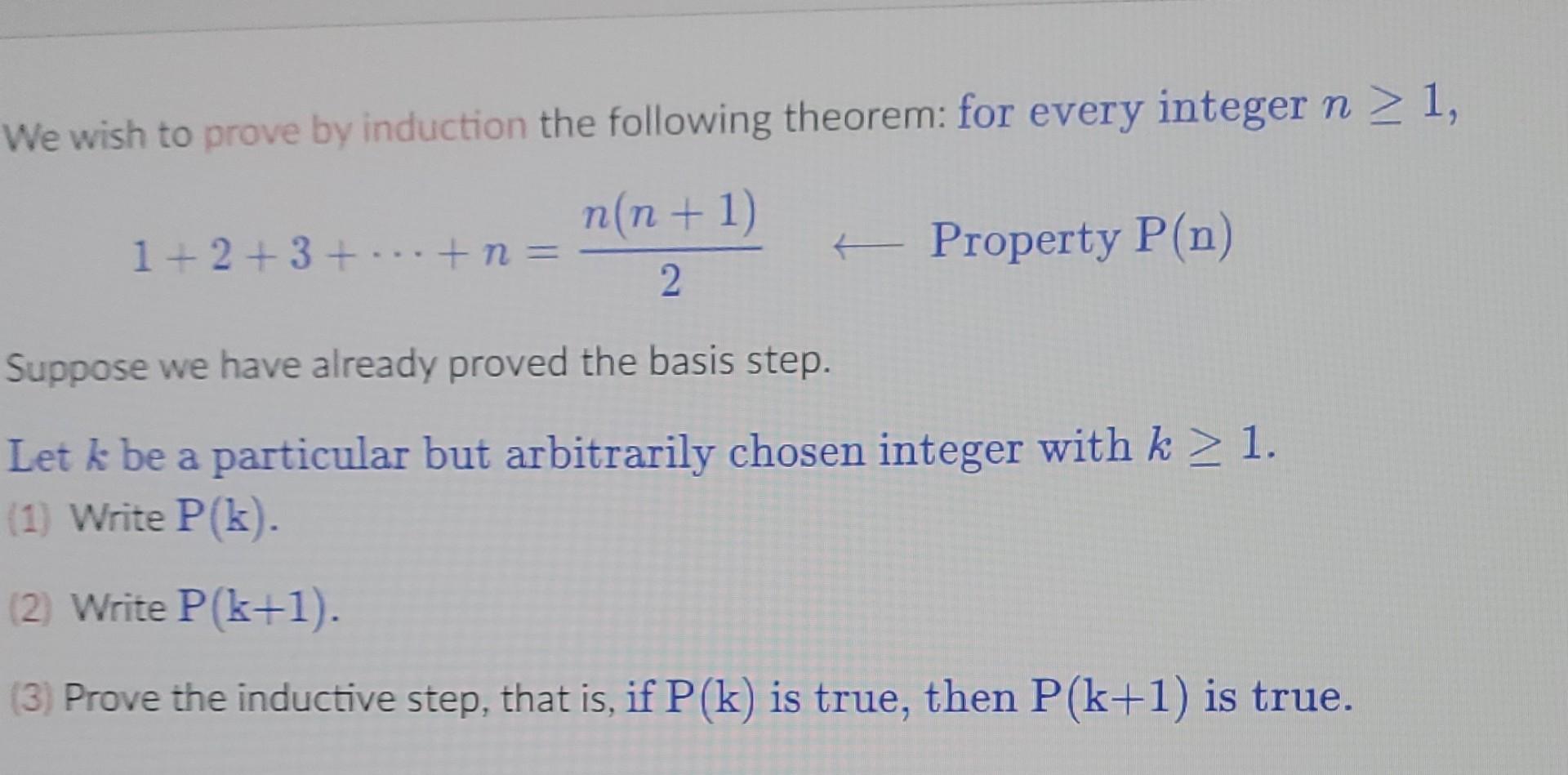 Solved We wish to prove by induction the following theorem: | Chegg.com