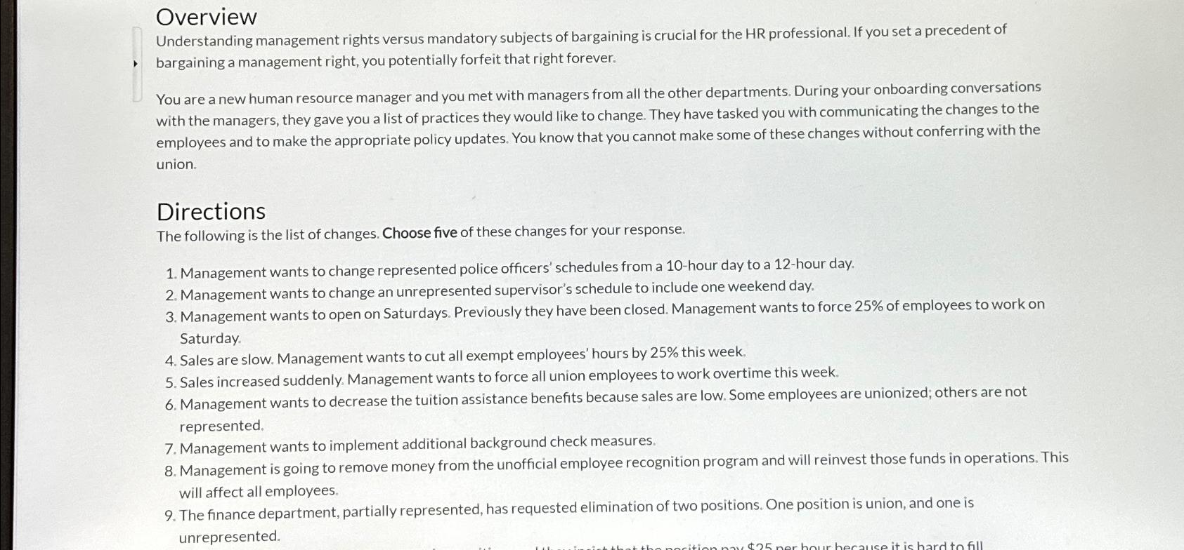 Solved OverviewUnderstanding management rights versus | Chegg.com