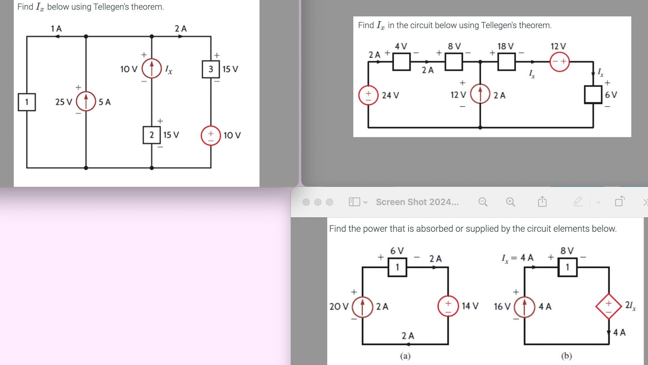 Solved Find Ix ﻿below using Tellegen's theorem.Find Ix ﻿in | Chegg.com