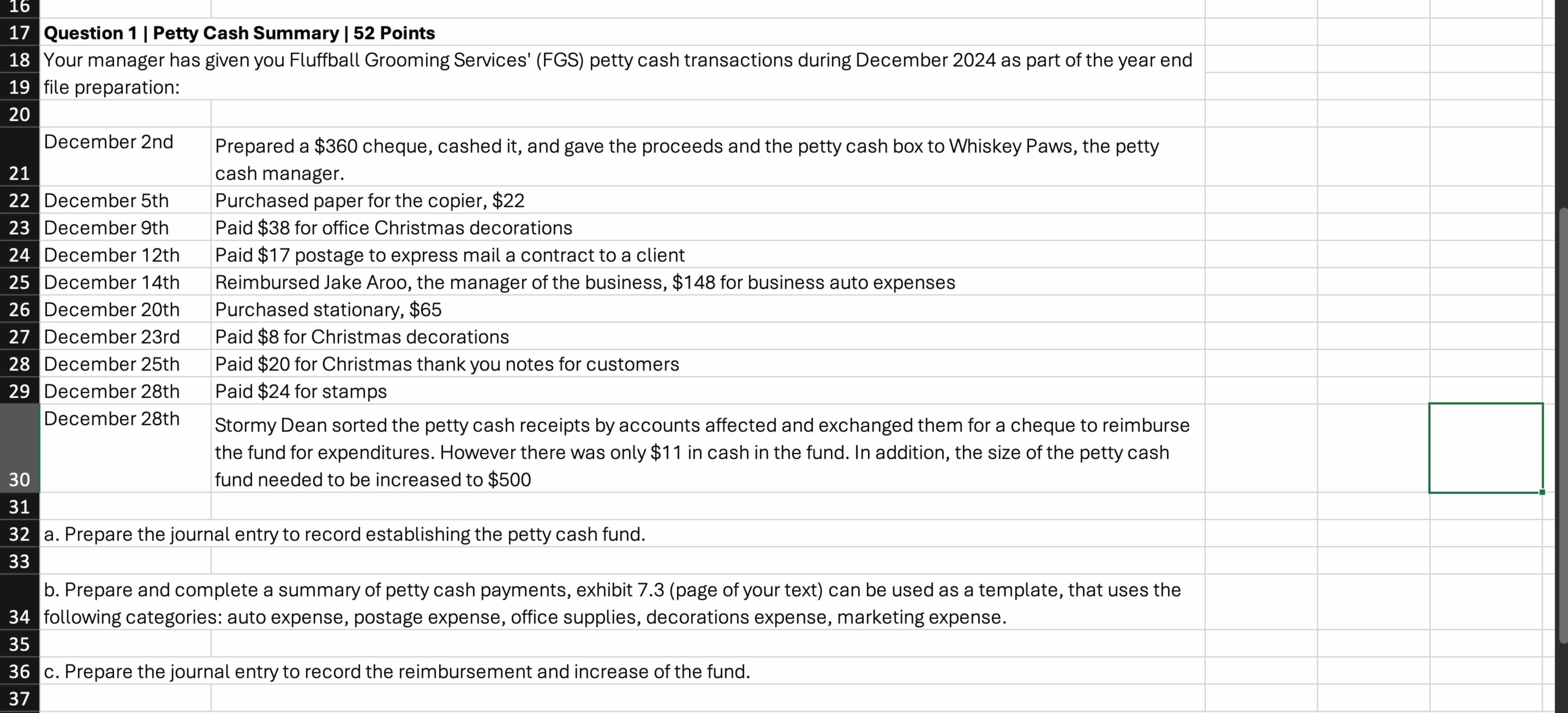 Solved Question 1 | ﻿Petty Cash Summary | 52 ﻿PointsYour | Chegg.com