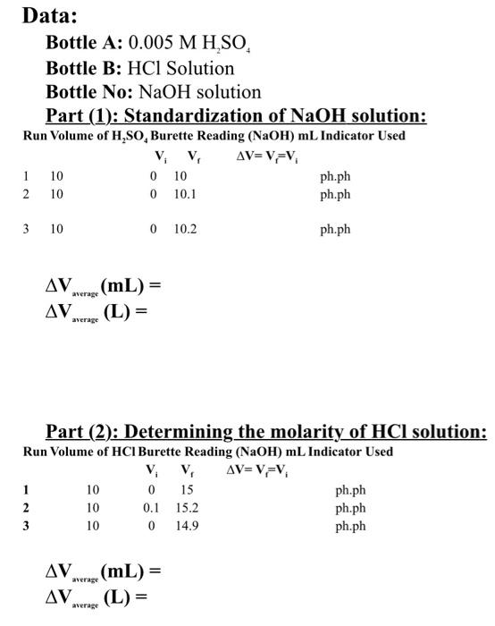 Solved Calculations: Part (1): Standardization of NaOH | Chegg.com