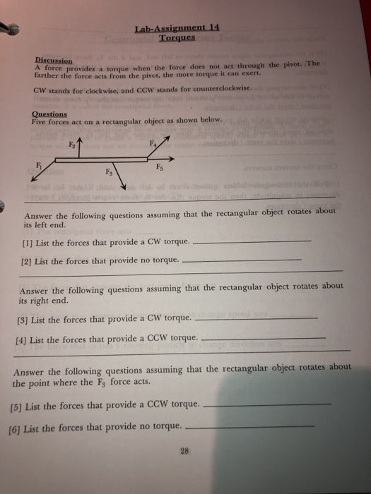 Solved Lab-Assignment 14 Torques Discussion A force provides | Chegg.com