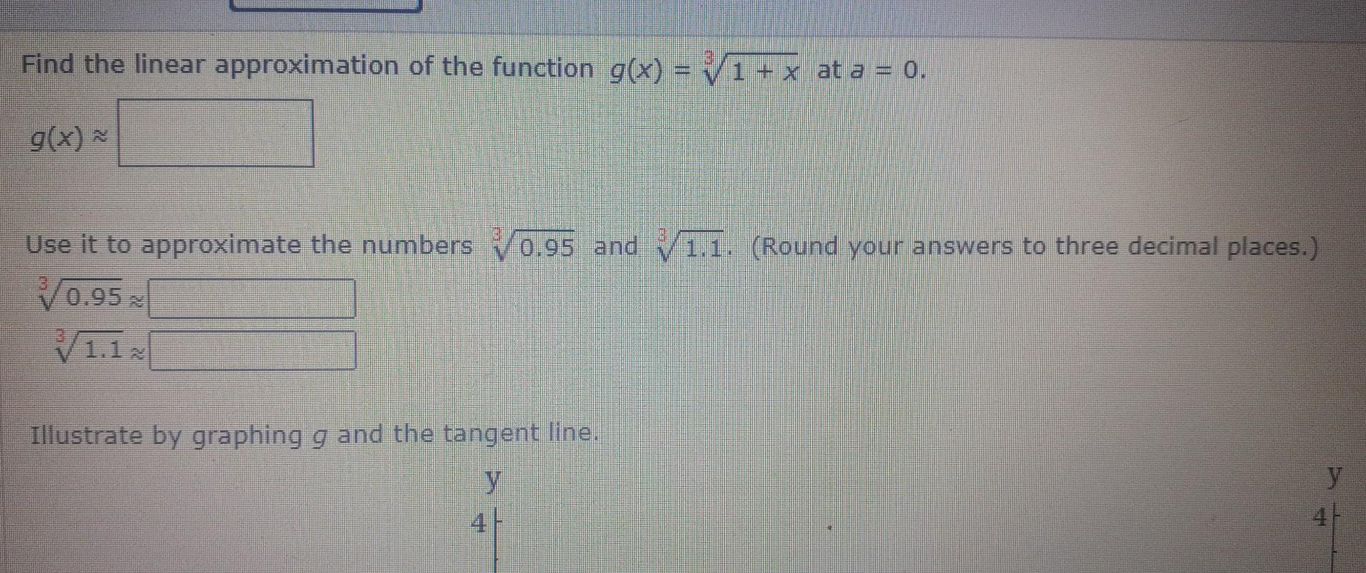 Solved Find the linear approximation of the function g(x) | Chegg.com