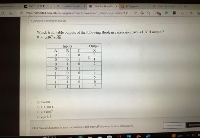 Solved Which truth table outputs of the following Boolean | Chegg.com