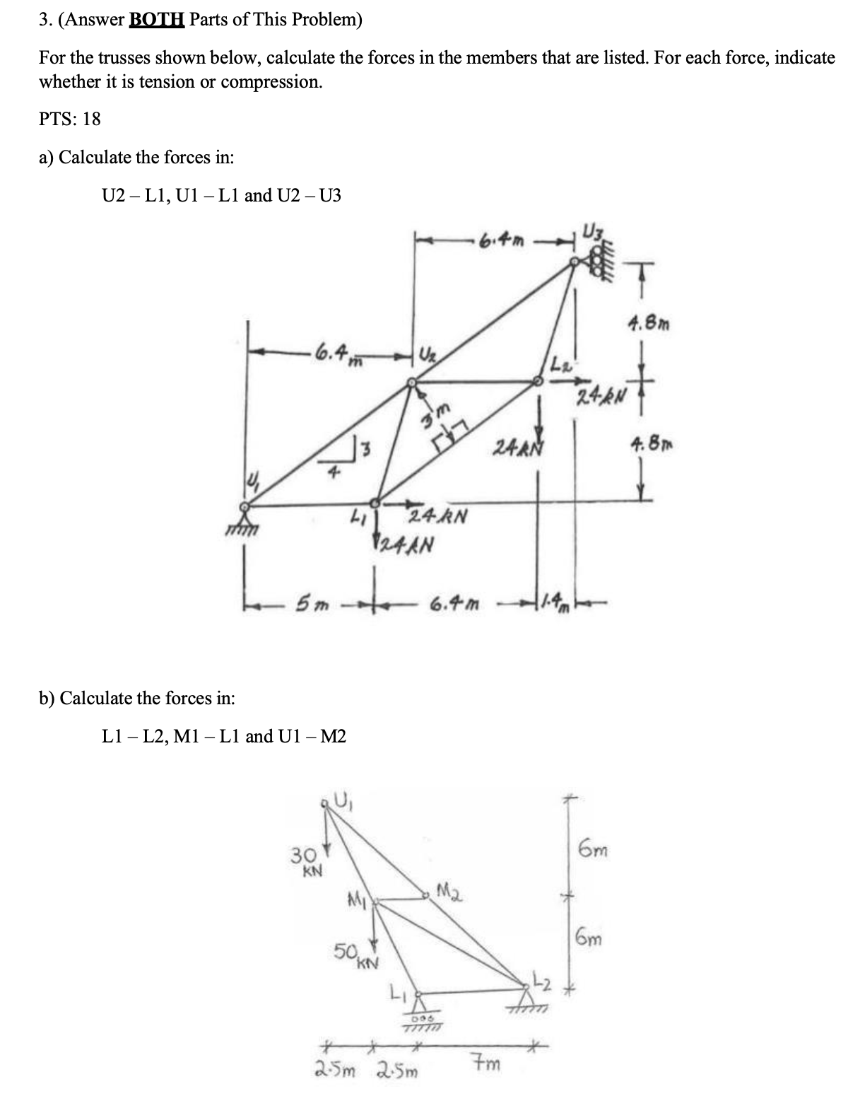 Solved (Answer BOTH Parts of This Problem)For the trusses | Chegg.com