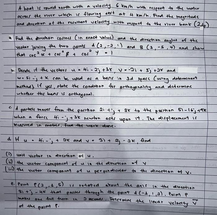 vector joining the two points A(2,−2,1) and B(3,−5,4) | Chegg.com