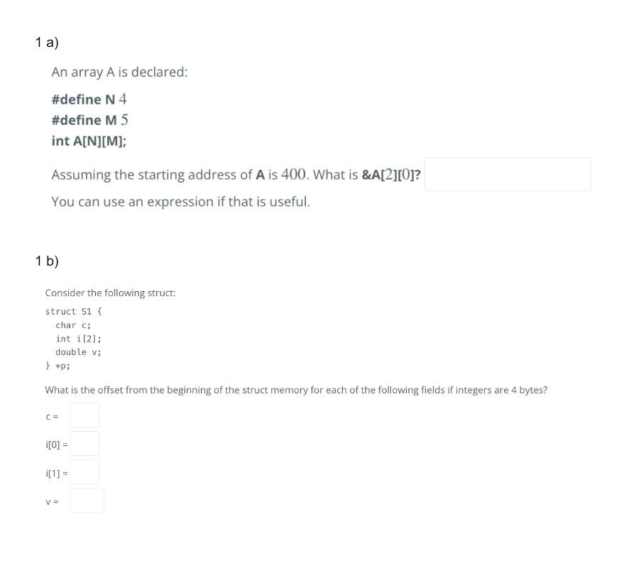 Solved 1 A An Array A Is Declared Define N4 Define M 5 1862