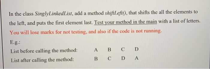 Solved In the class SinglyLinkedList, add a method | Chegg.com