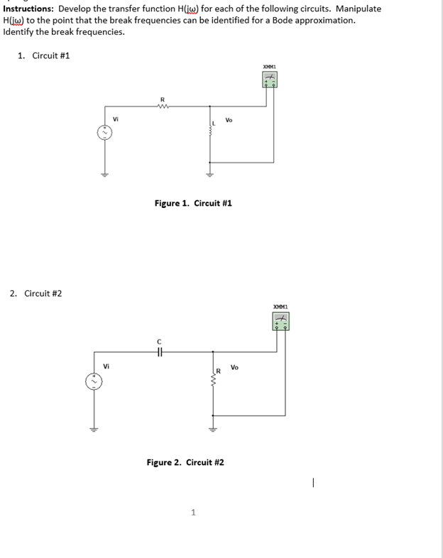 Solved Instructions: Develop the transfer function H(jω) | Chegg.com