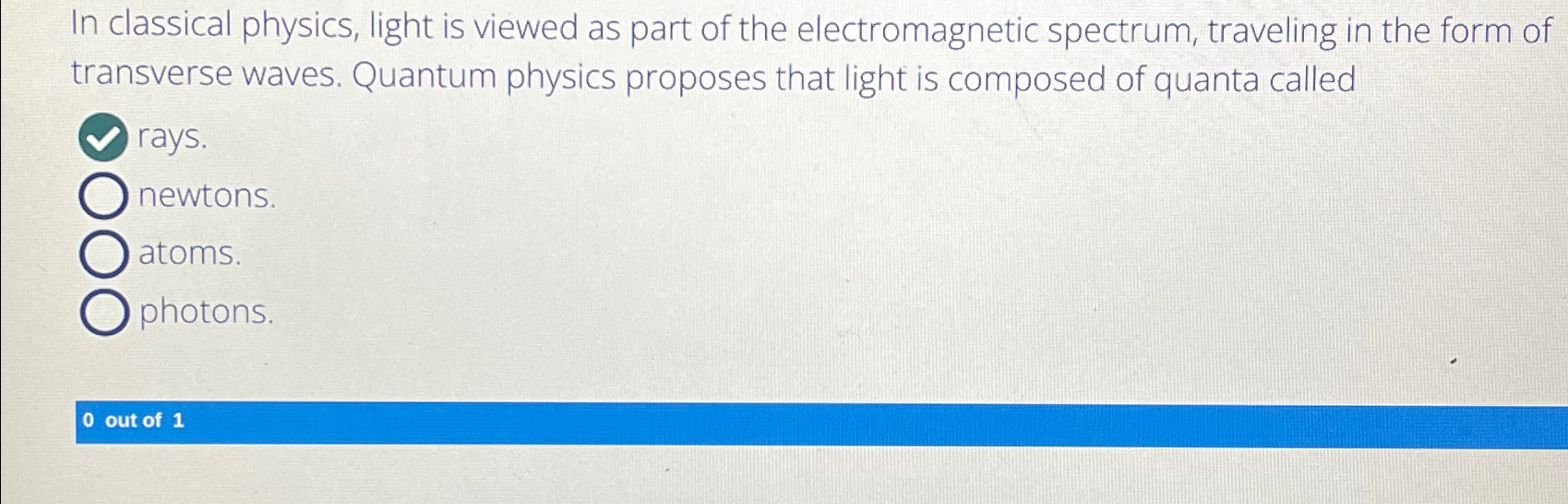 Solved In classical physics, light is viewed as part of the | Chegg.com
