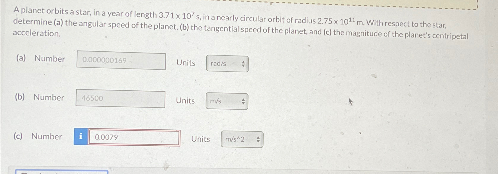 Solved A planet orbits a star, in a year of length | Chegg.com