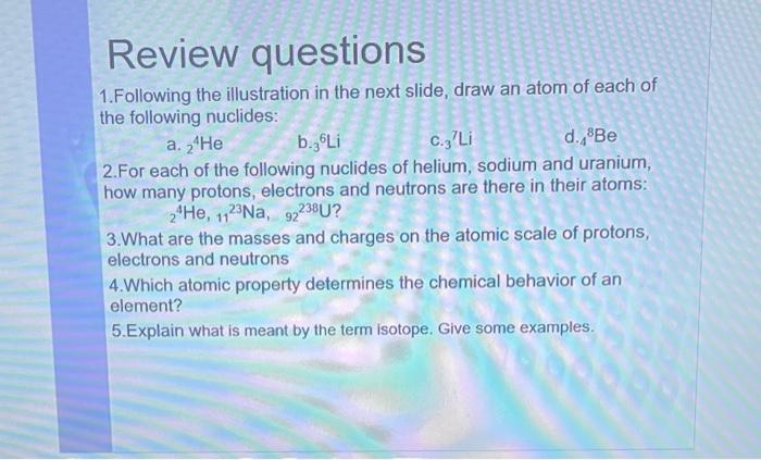 Solved Review questions 1. Following the illustration in the | Chegg.com