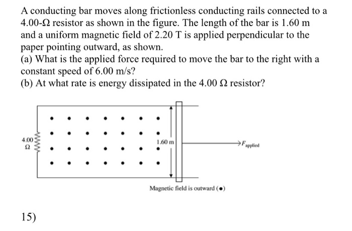 Solved A conducting bar moves along frictionless conducting | Chegg.com