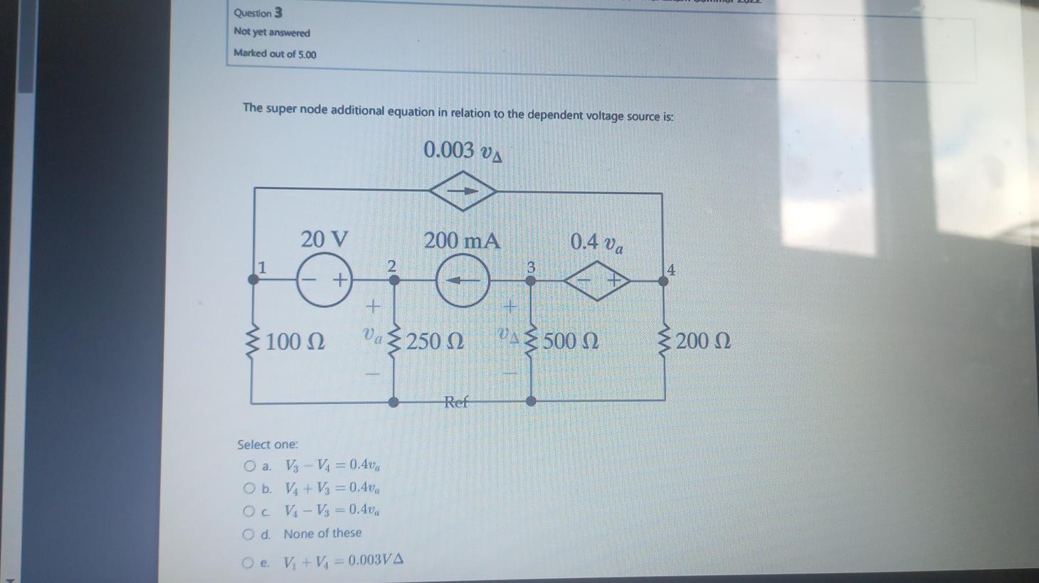 Solved The super node additional equation in relation to the | Chegg.com