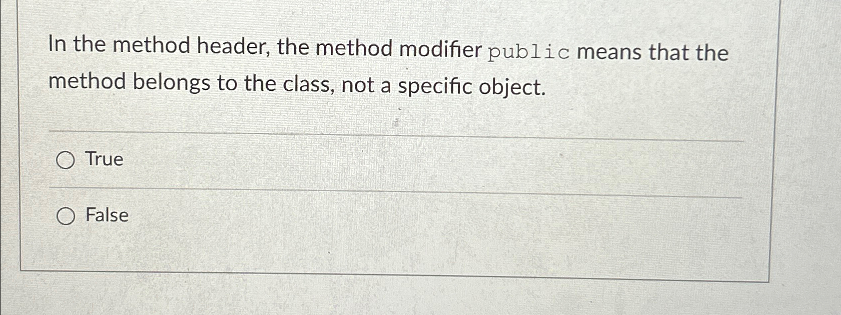 Solved In the method header, the method modifier public | Chegg.com