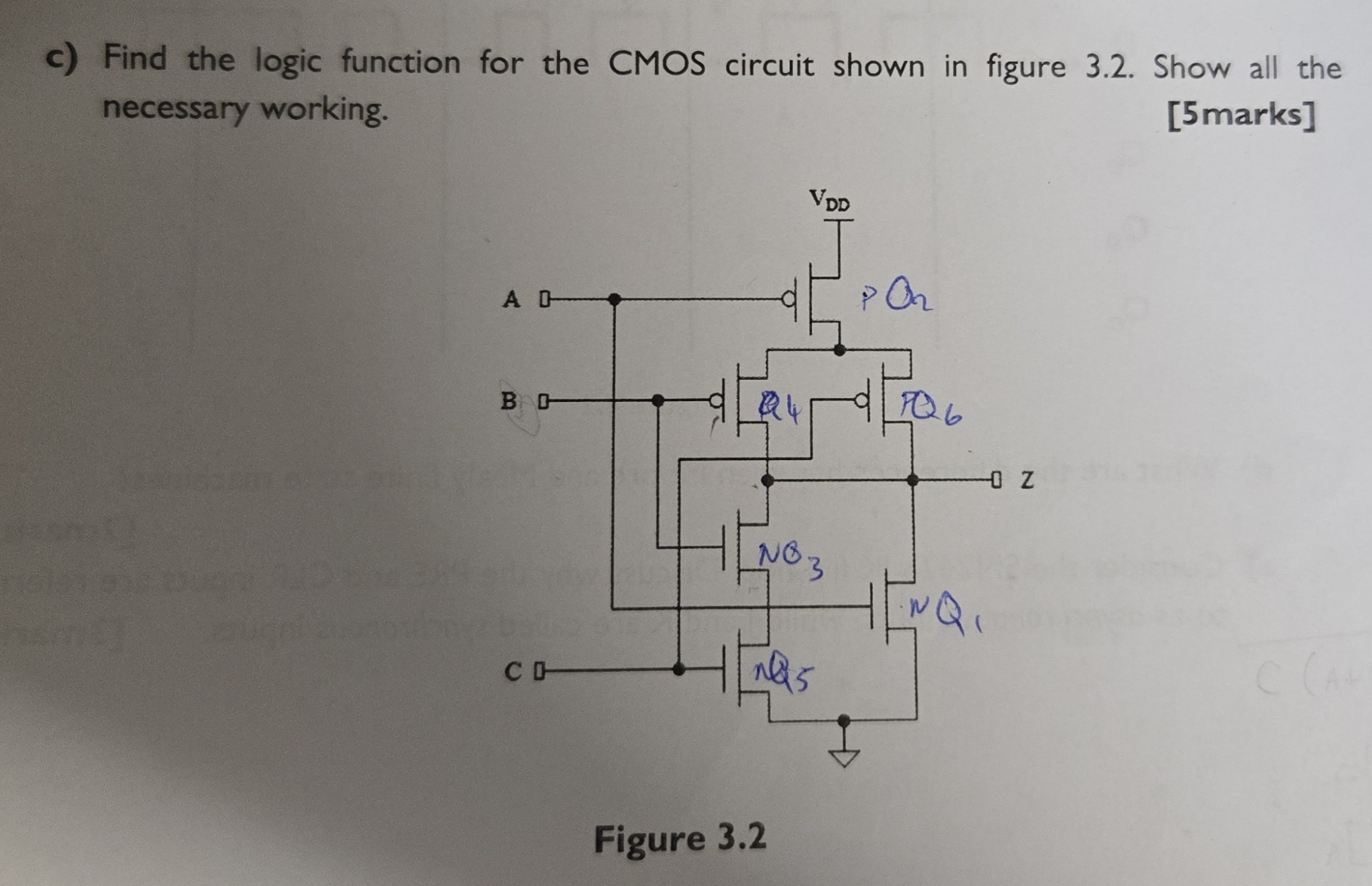 Solved c) ﻿Find the logic function for the CMOS circuit | Chegg.com