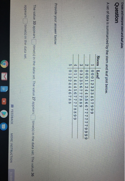 Solved Create and interpret stem-and-leaf plots Question A | Chegg.com