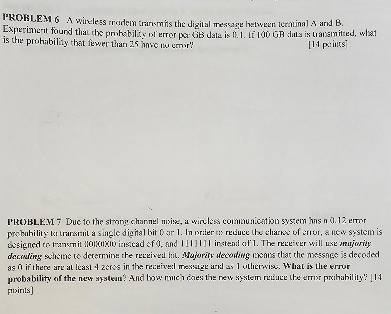 Solved PROBLEM 6 A wireless modem transmits the digital | Chegg.com