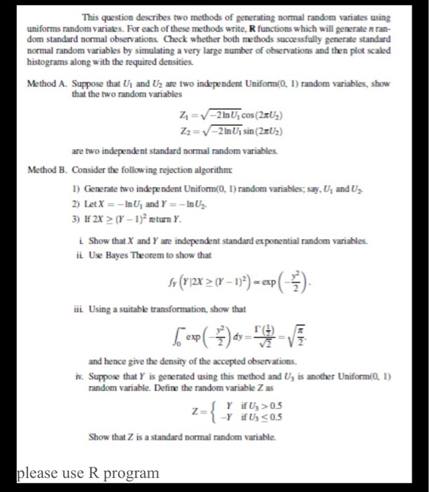 Solved This Question Describes Two Methods Of Generating 