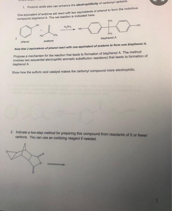 Solved 1. Protonic acids also can enhance the | Chegg.com