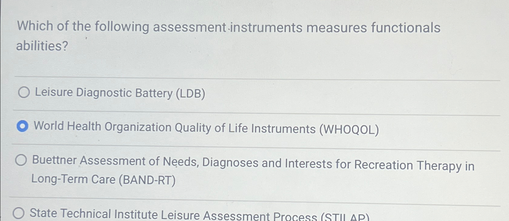 Solved Which of the following assessment.instruments | Chegg.com
