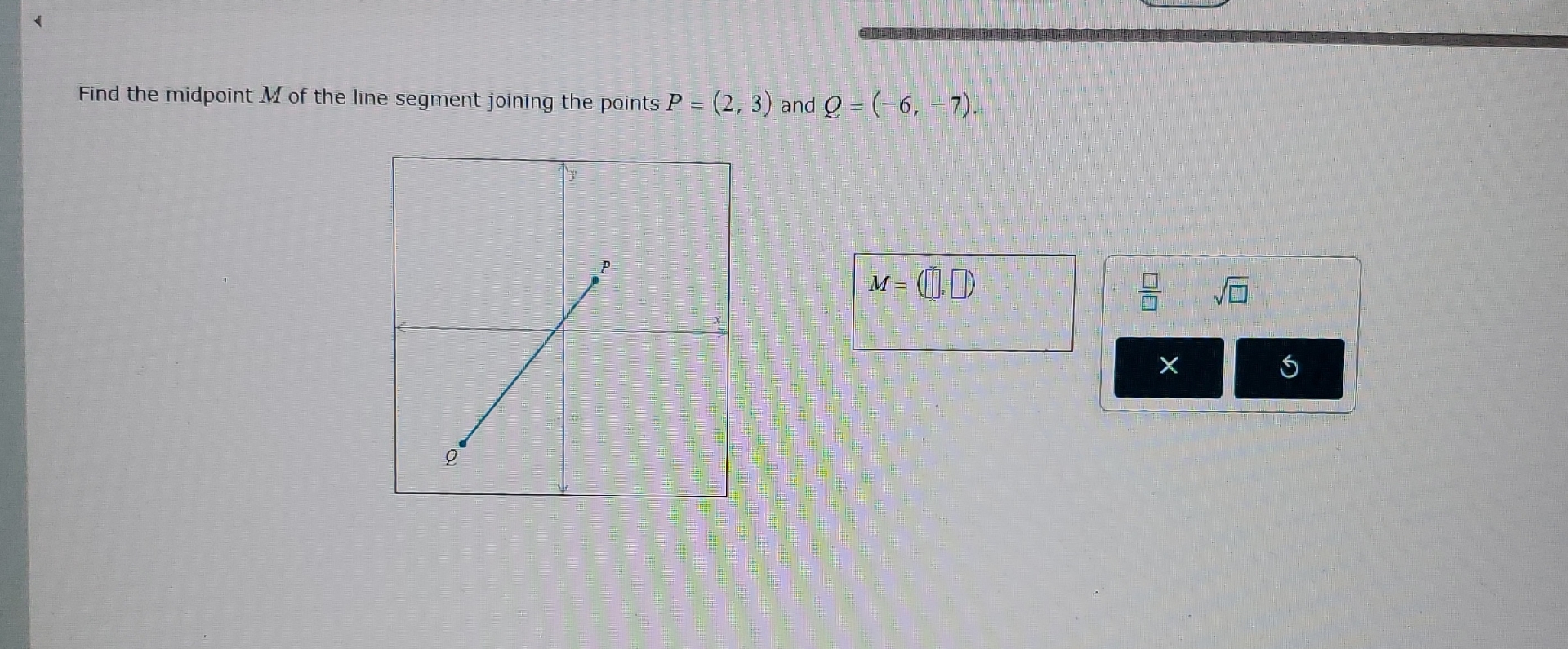 [Solved]: Find the midpoint M of the line segment joining th