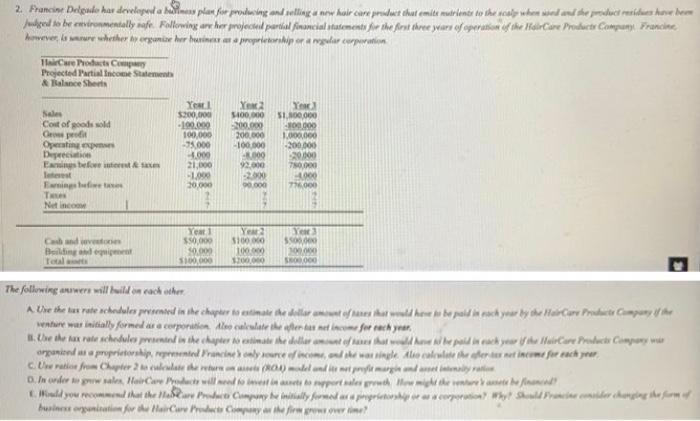 2. Francine Delgado has developed a mess plan for | Chegg.com