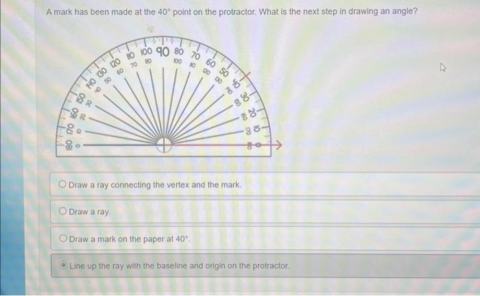 Solved A mark has been made at the 40∘ point on the | Chegg.com