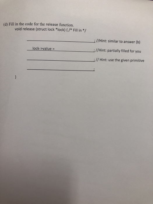 Solved Part 3. Atomic Synchronization Primitives In class, | Chegg.com