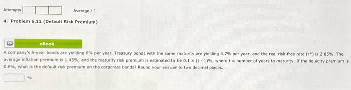 Solved Default Risk Premium A company's 5-year bonds are | Chegg.com
