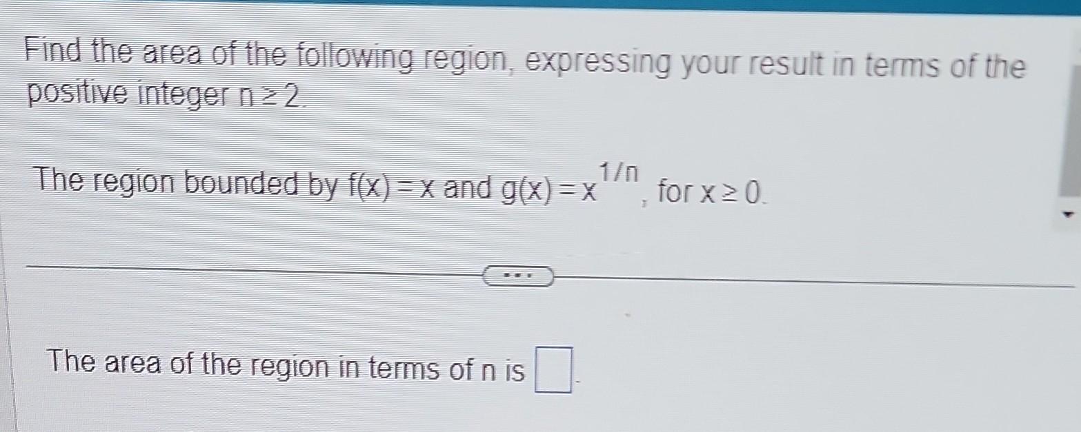 Solved Find the area of the following region, expressing | Chegg.com