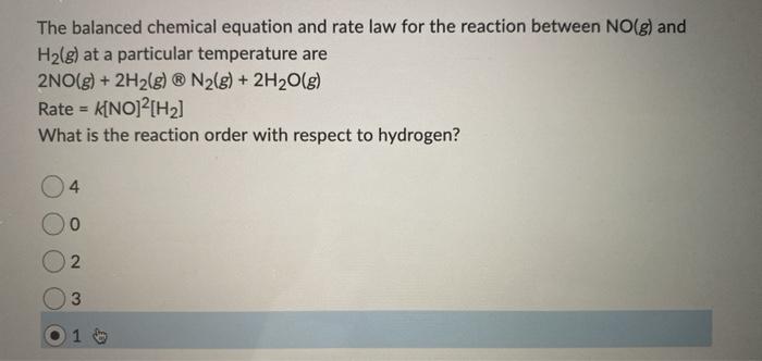 Solved The balanced chemical equation and rate law for the | Chegg.com