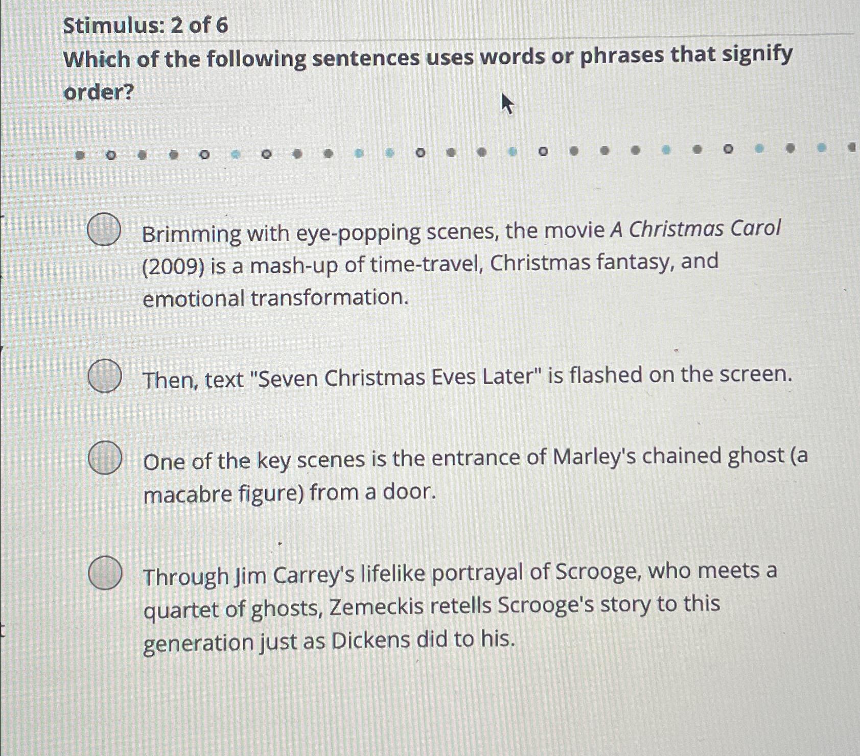 Solved Stimulus: 2 ﻿of 6Which of the following sentences | Chegg.com