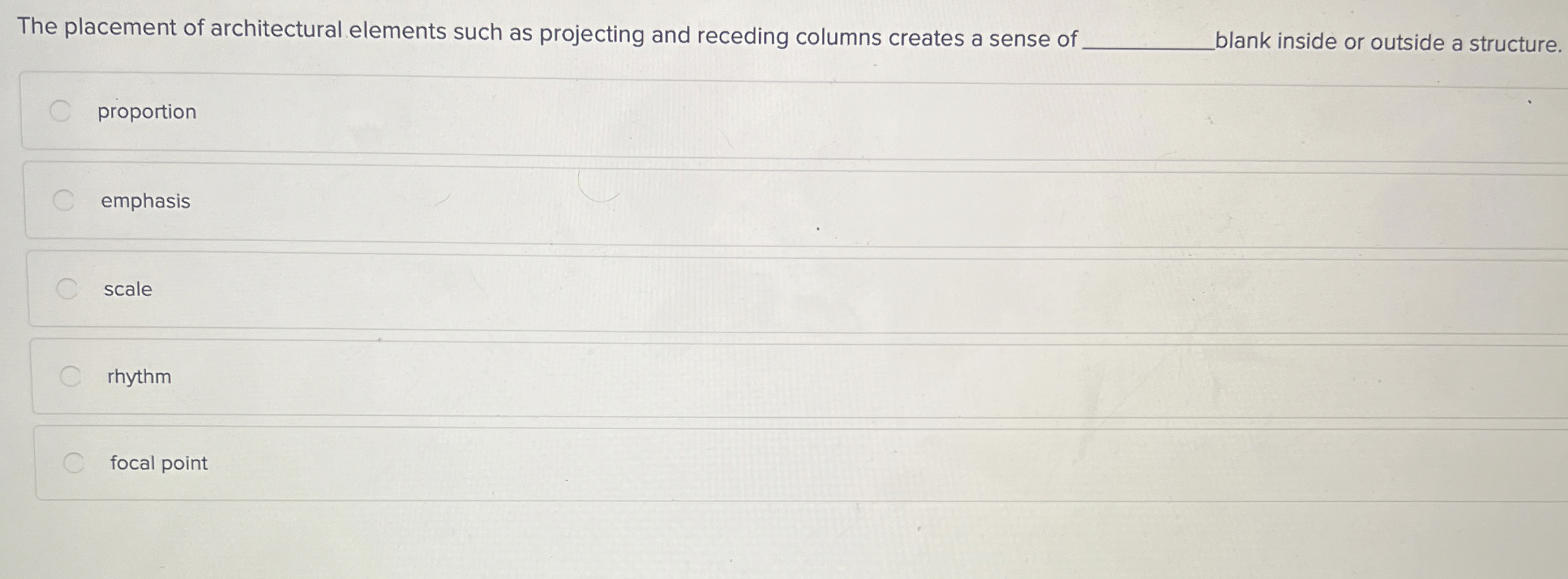 Solved The placement of architectural elements such as | Chegg.com