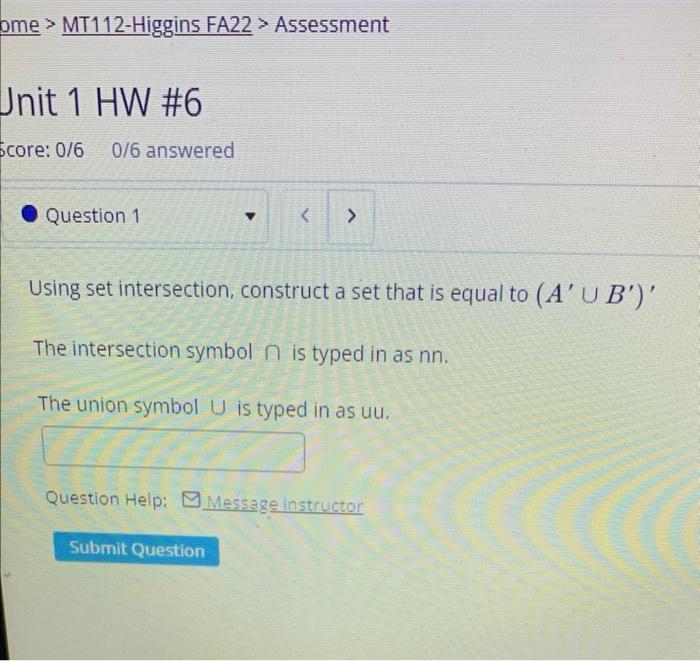 Solved Using set intersection, construct a set that is equal | Chegg.com
