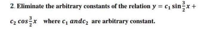 Solved 2. Eliminate the arbitrary constants of the relation | Chegg.com