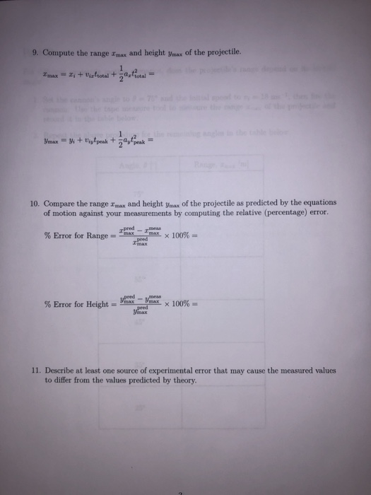 Solved Lab 1: Projectile Motion Part A For a given | Chegg.com