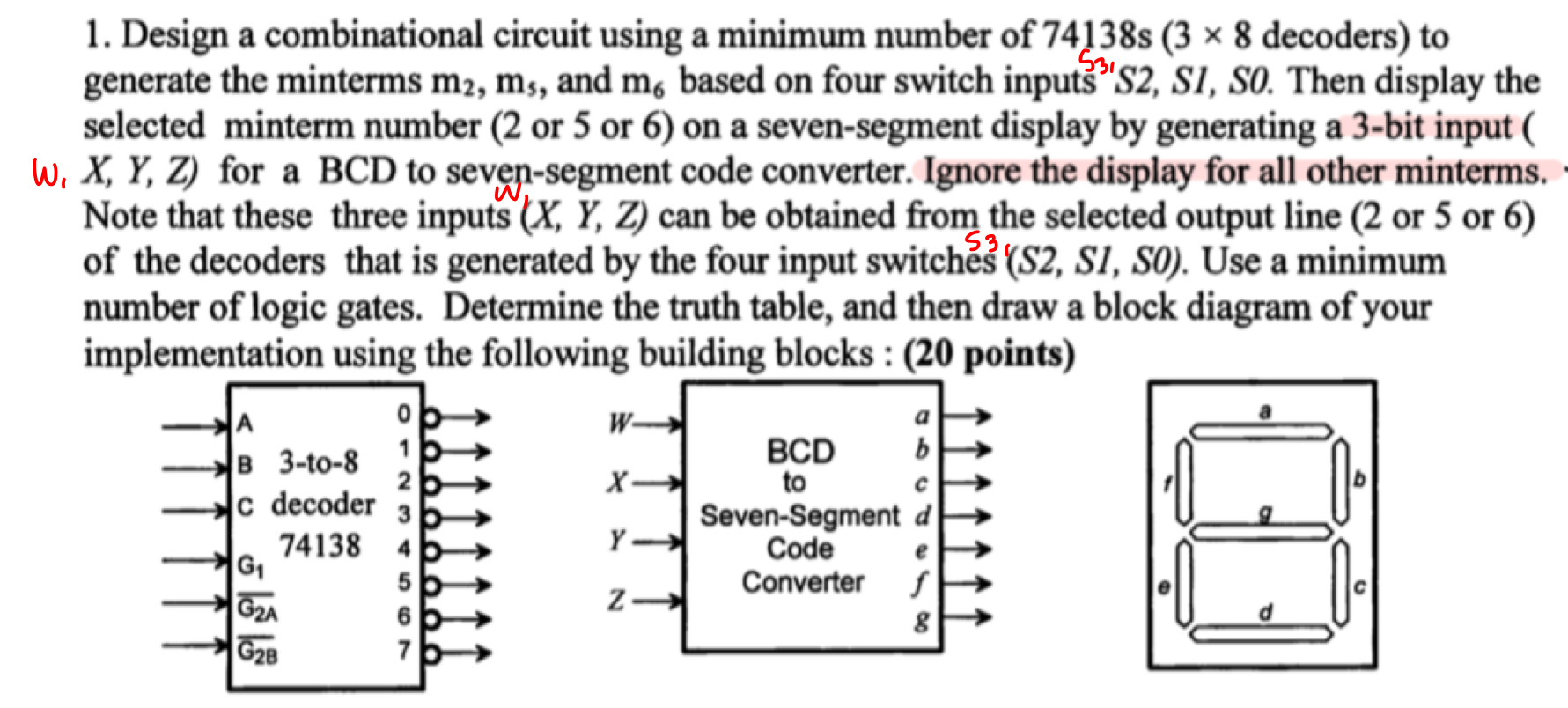 Design a combinational circuit using a minimum number | Chegg.com