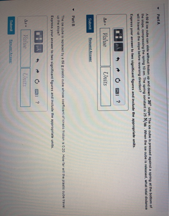 Solved Part A A D B ice cube can slide without friction up | Chegg.com