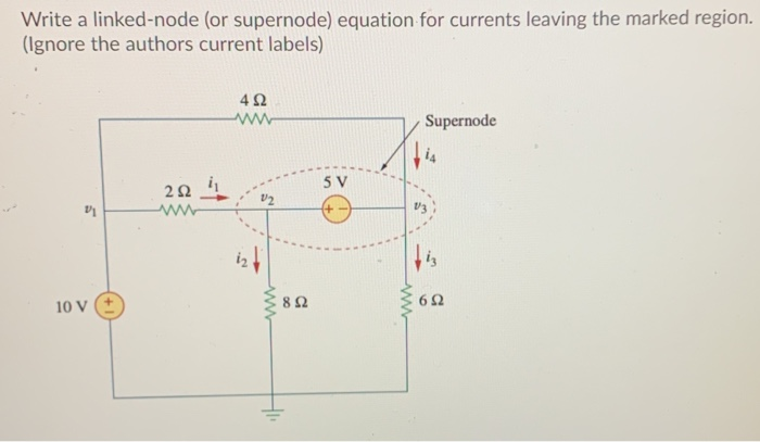 Solved Write a linked-node (or supernode) equation for | Chegg.com