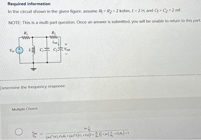 Required information In the circuit shown in the | Chegg.com