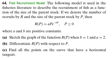 Solved Fish Recruitment Model The following model is used in | Chegg.com
